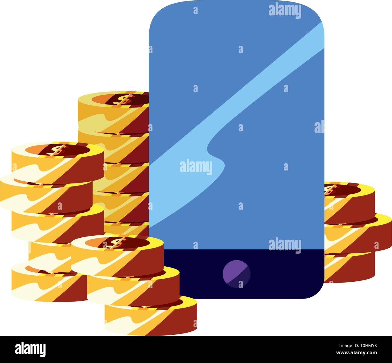 mobile coins stacked economy business vector illustration Stock Vector ...