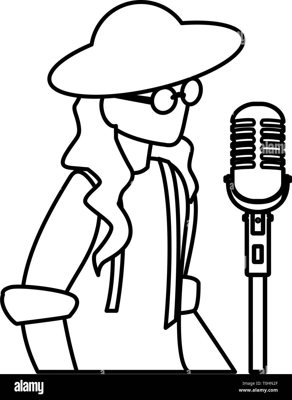 singer with microphone character vector illustration design Stock ...