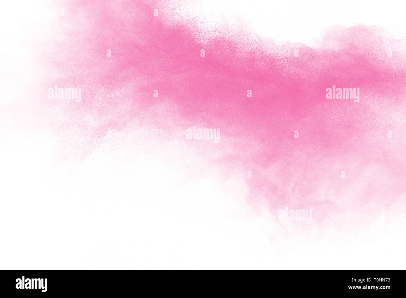 Bizarre forms of pink powder splatter on white background Stock Photo ...