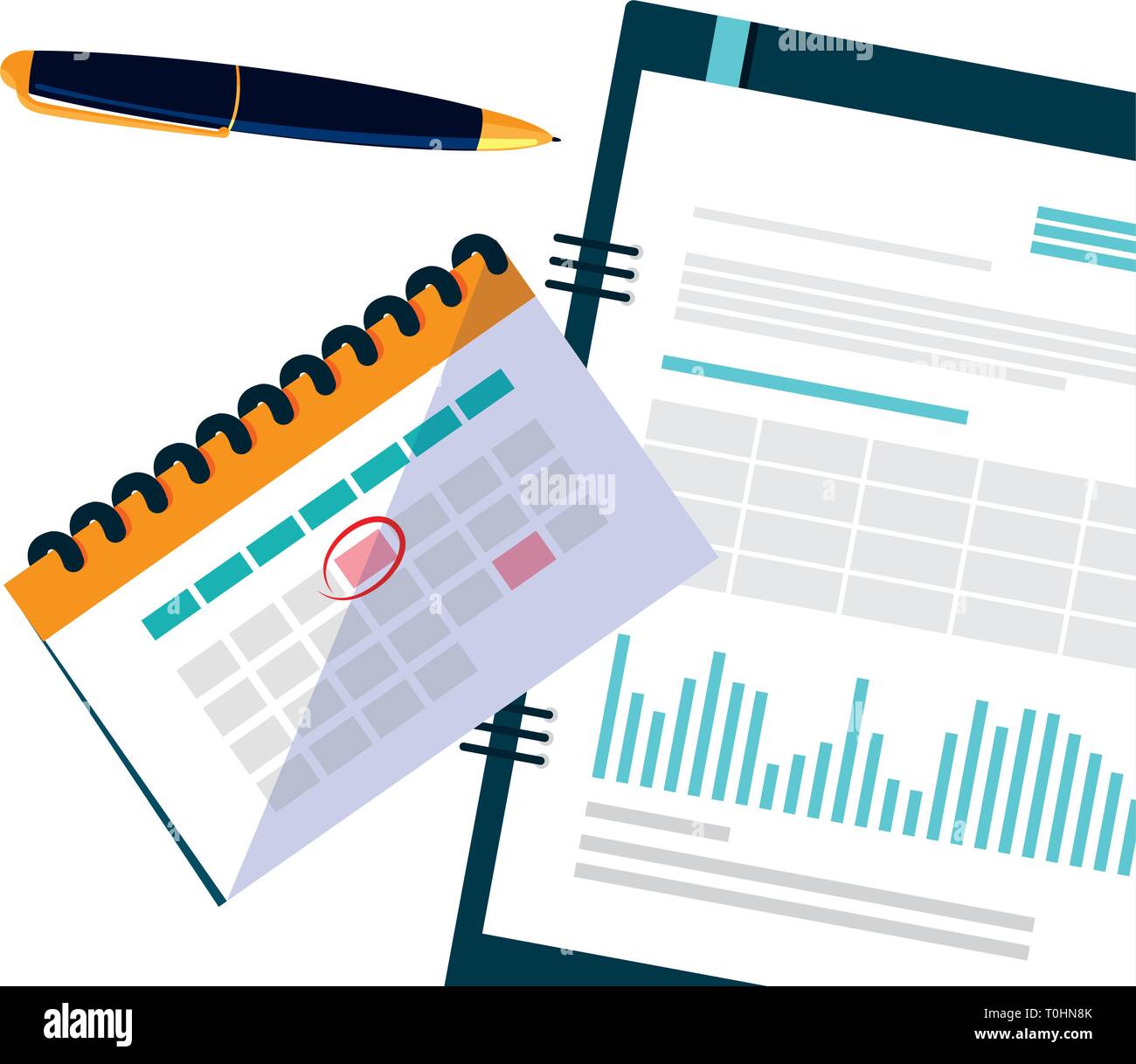 office supplies and note pad items vector illustration design Stock ...