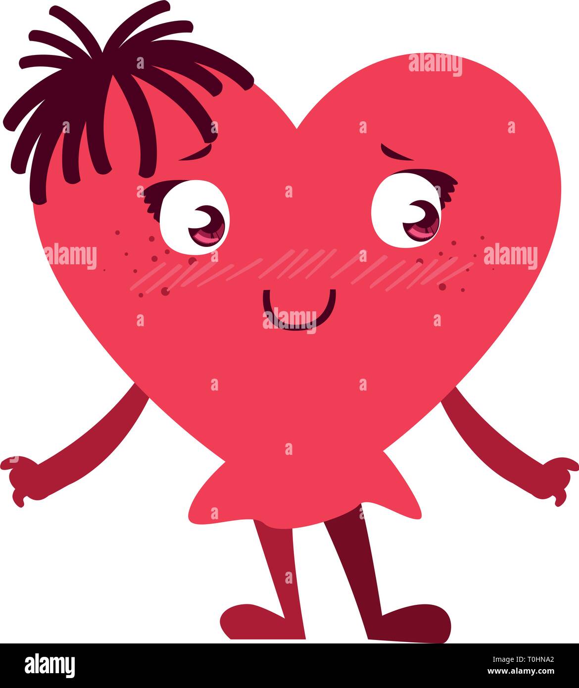 female heart kawaii character vector illustration design Stock Vector ...