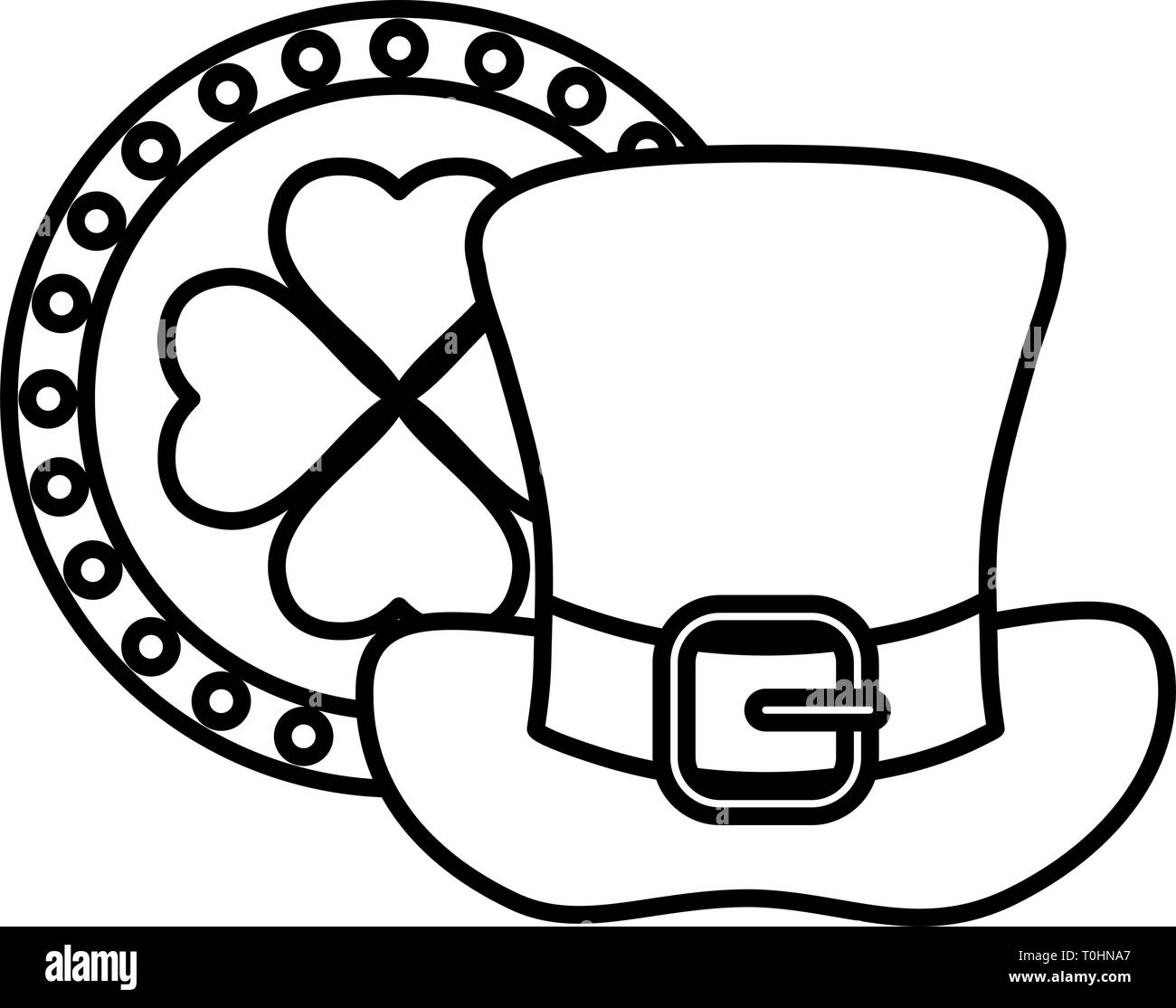 st patricks leprechaun hat with clover coin vector illustration design ...