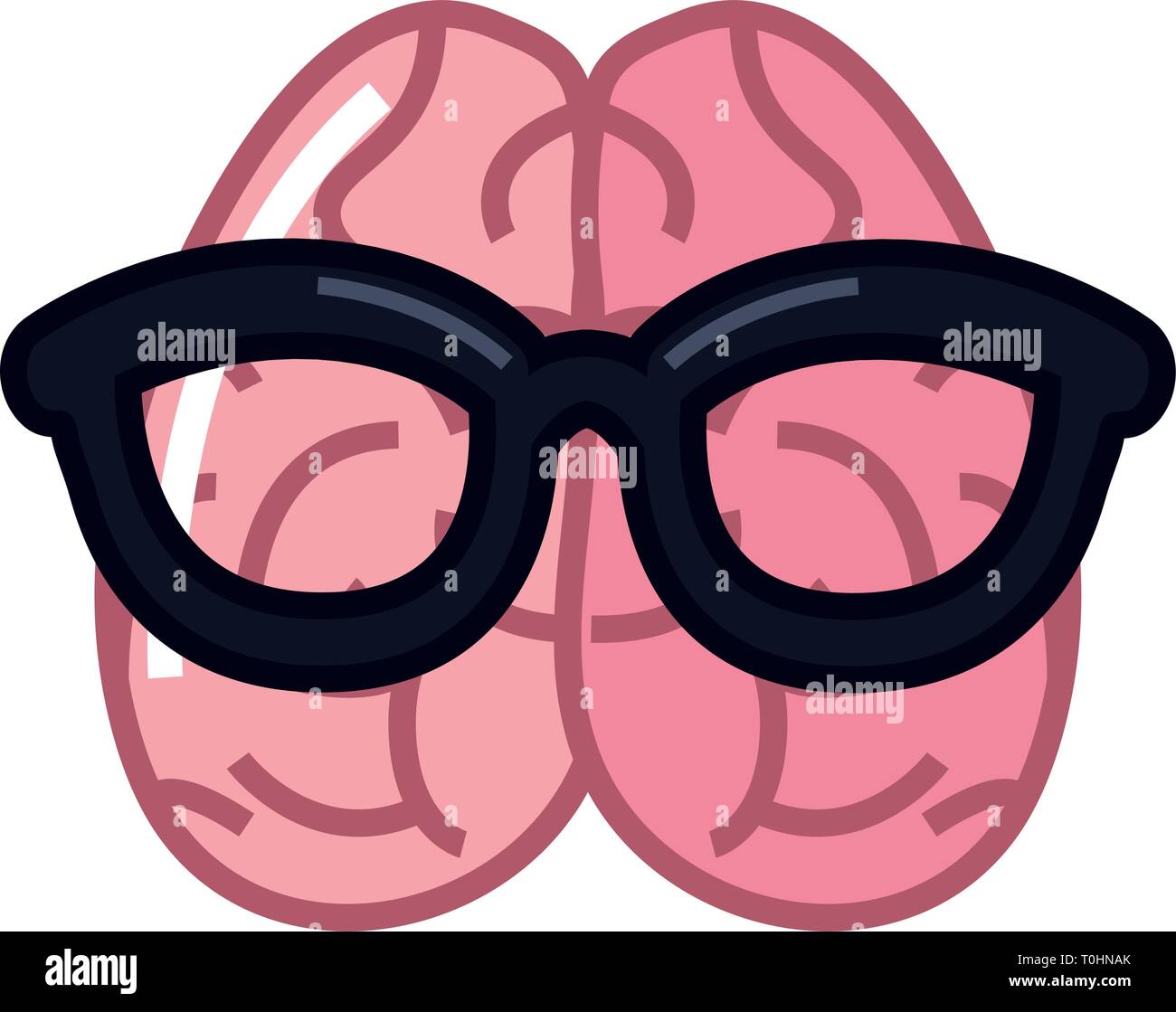 human brain using eyeglasses cartoon vector illustration Stock Vector ...