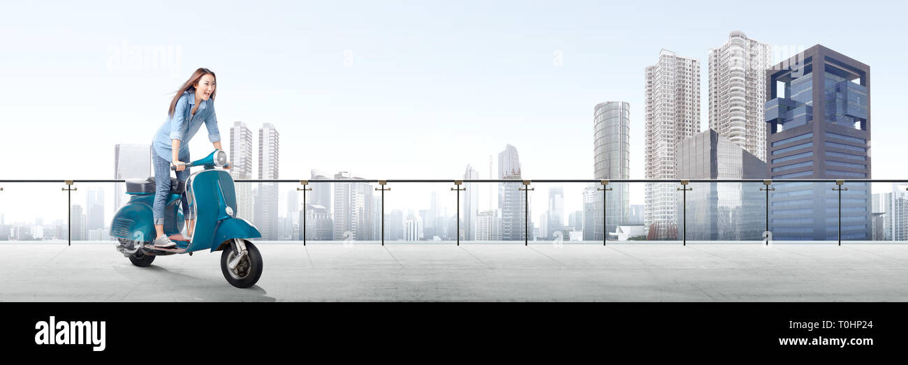 Young Chinese Woman Riding Motorcycle High Resolution Stock Photography ...