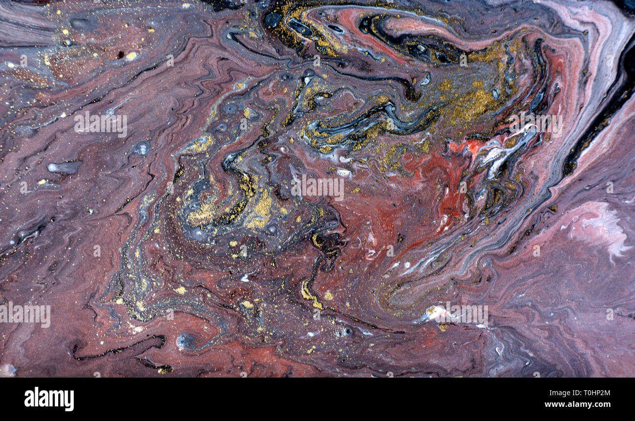 Gold, bronze and black marbling pattern. Golden marble liquid texture ...