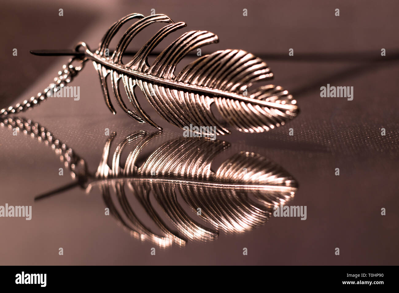 steel feather on necklace Stock Photo - Alamy
