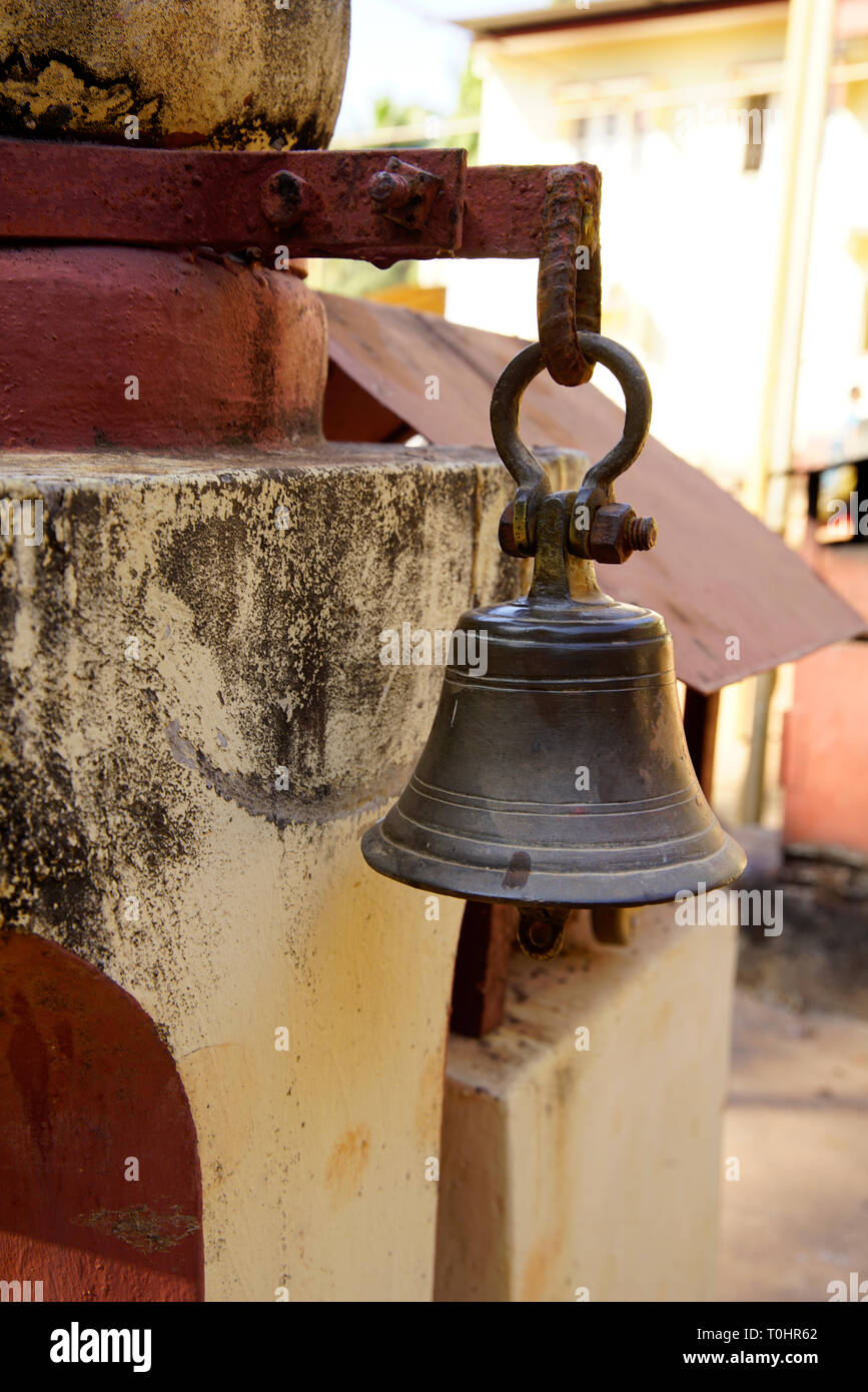 Bell in Temple on the hill .Gokarna. India Stock Photo - Alamy