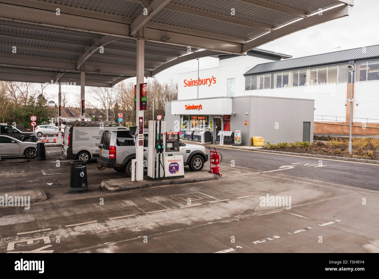 A view of the petrol / diesel filling station forecourt at Sainsbury's ...