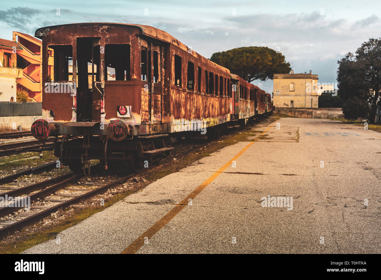 MANDURIA-ITALY/DECEMBER 2017: A whole train station abandoned in the ...