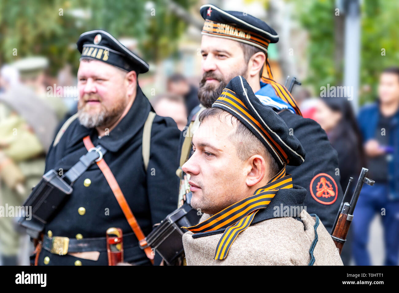 Samara, Russia - October 6, 2018: Unidentified members of historical ...
