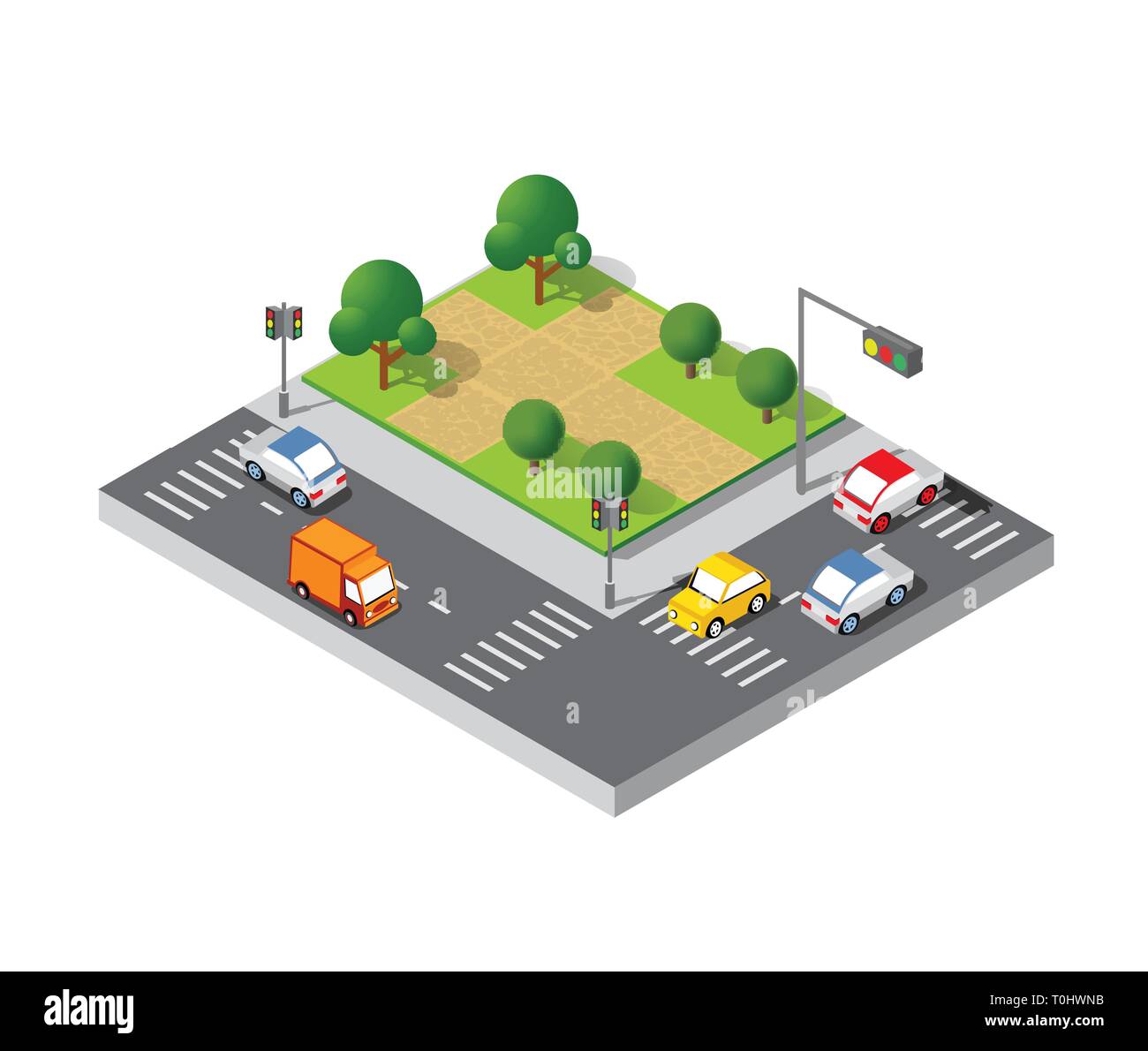 Green landscape trees road Cut Out Stock Images & Pictures - Alamy