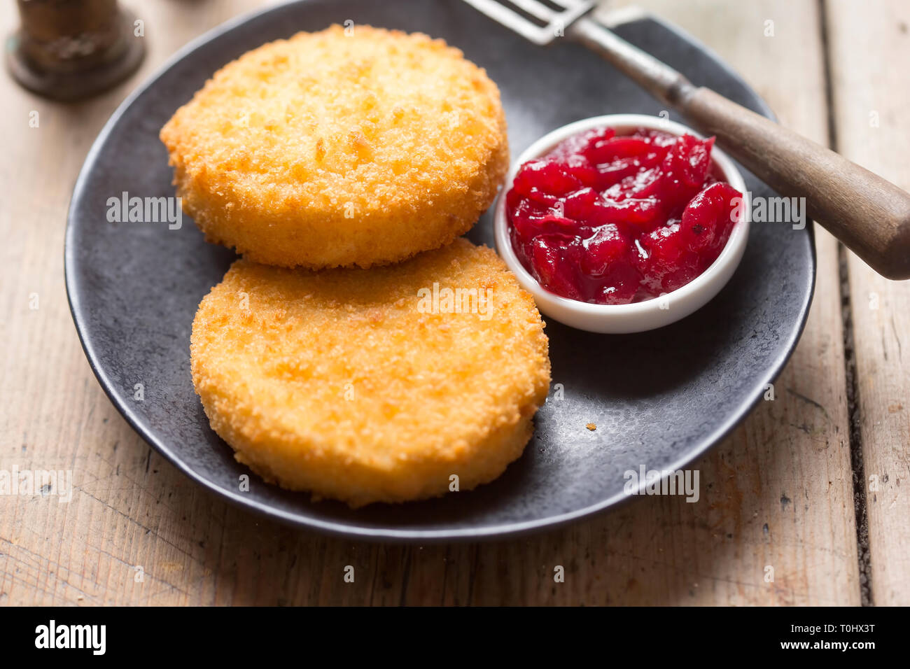 Fried camembert with cranberry sauce Stock Photo - Alamy