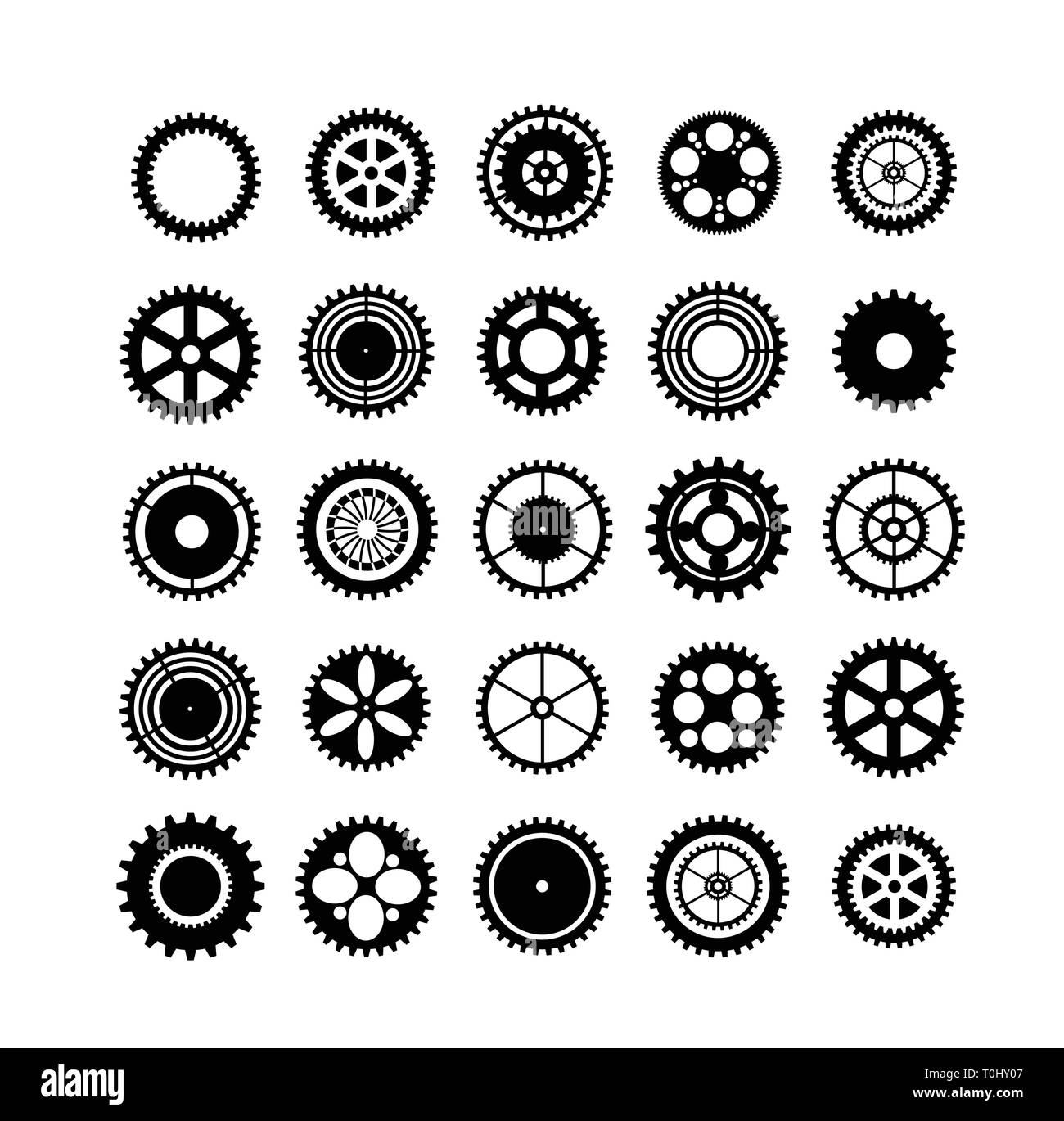 Set of silhouettes gears Stock Vector Image & Art - Alamy