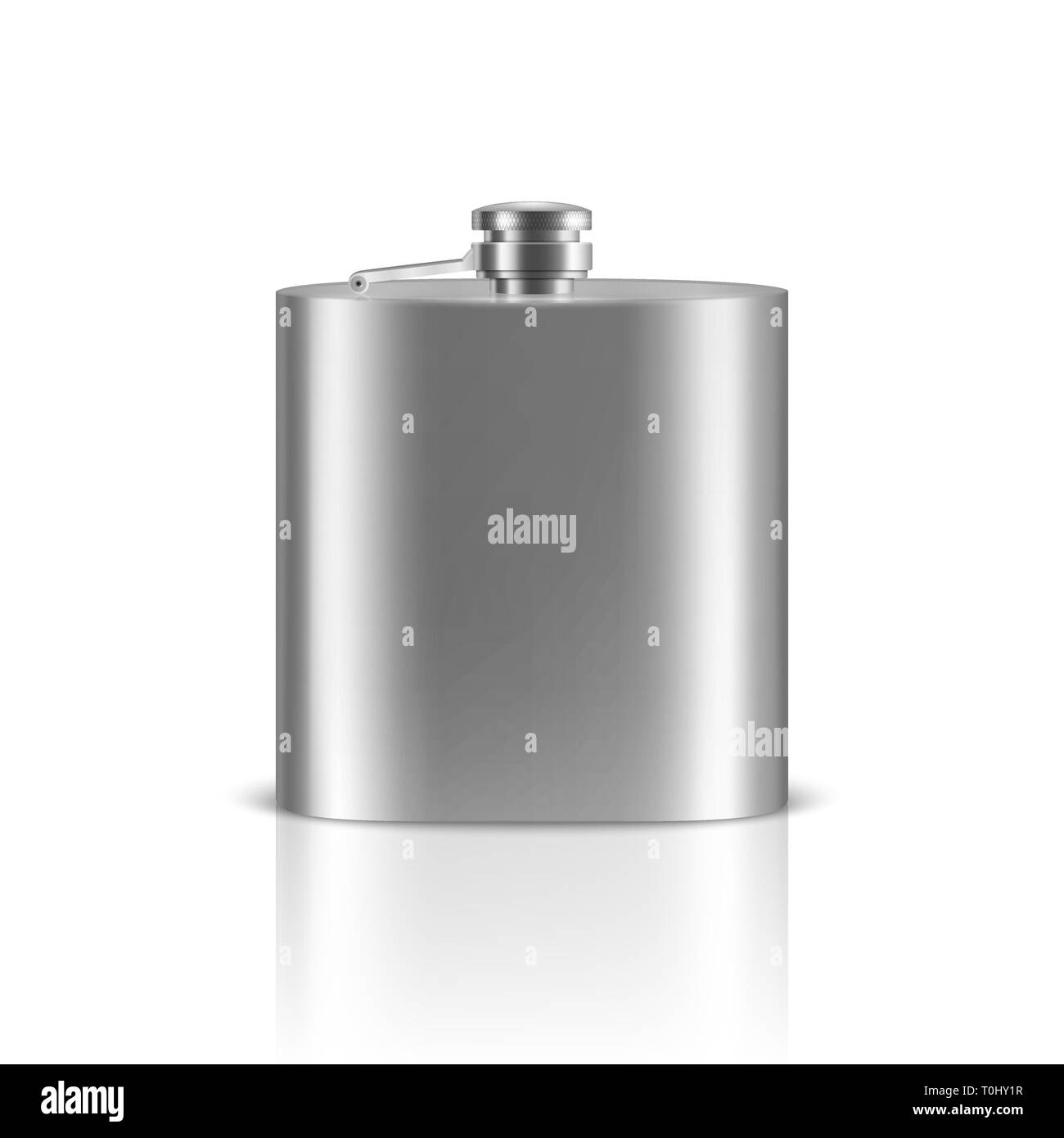 Vector 3d Realistic Silver Blank Stainless Steel Hip Flask Closeup ...