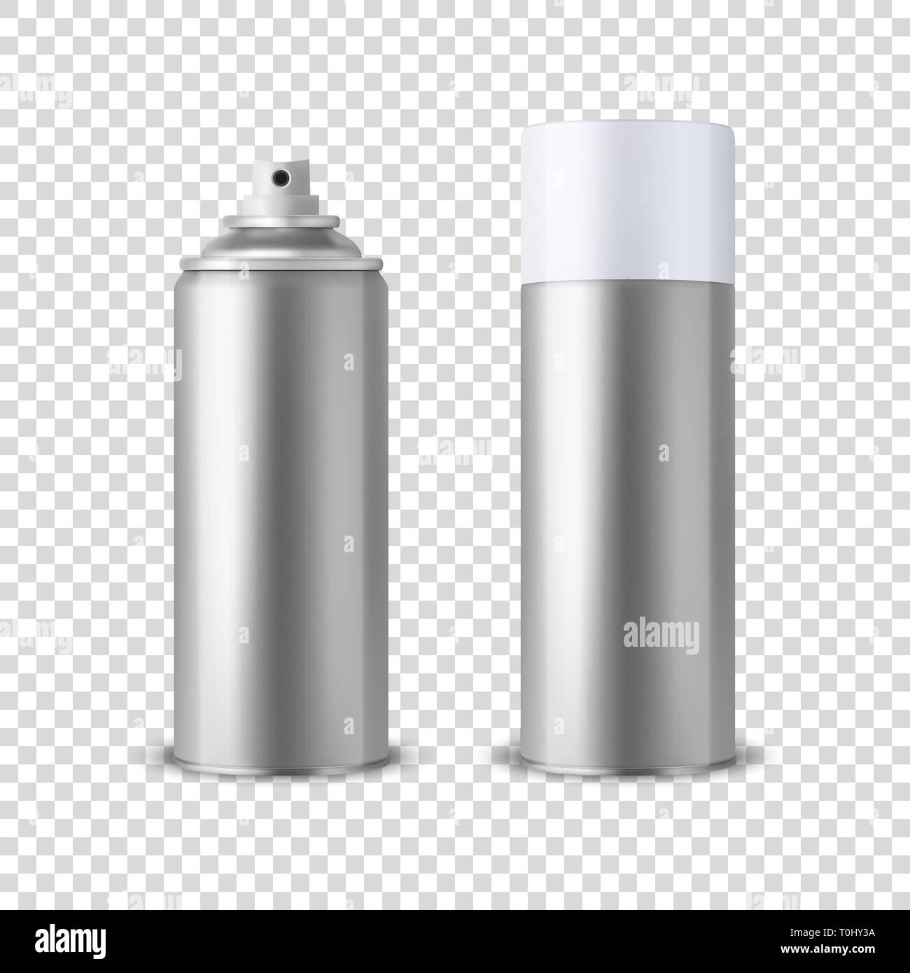 Vector 3d Realistic Silver Blank Spray Can, Spray Bottle with Cap ...