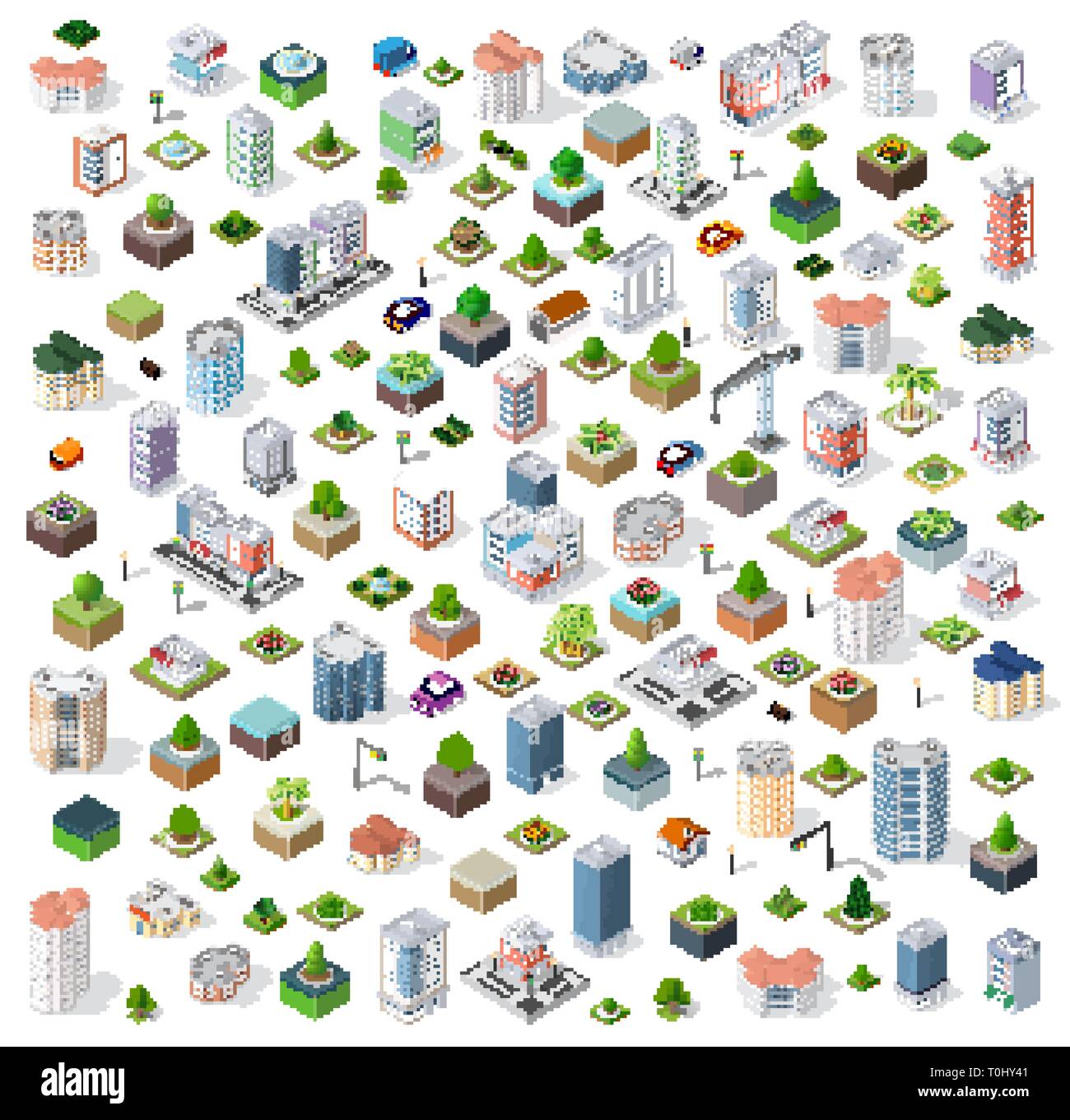 Isometric city set street Stock Vector Image & Art - Alamy