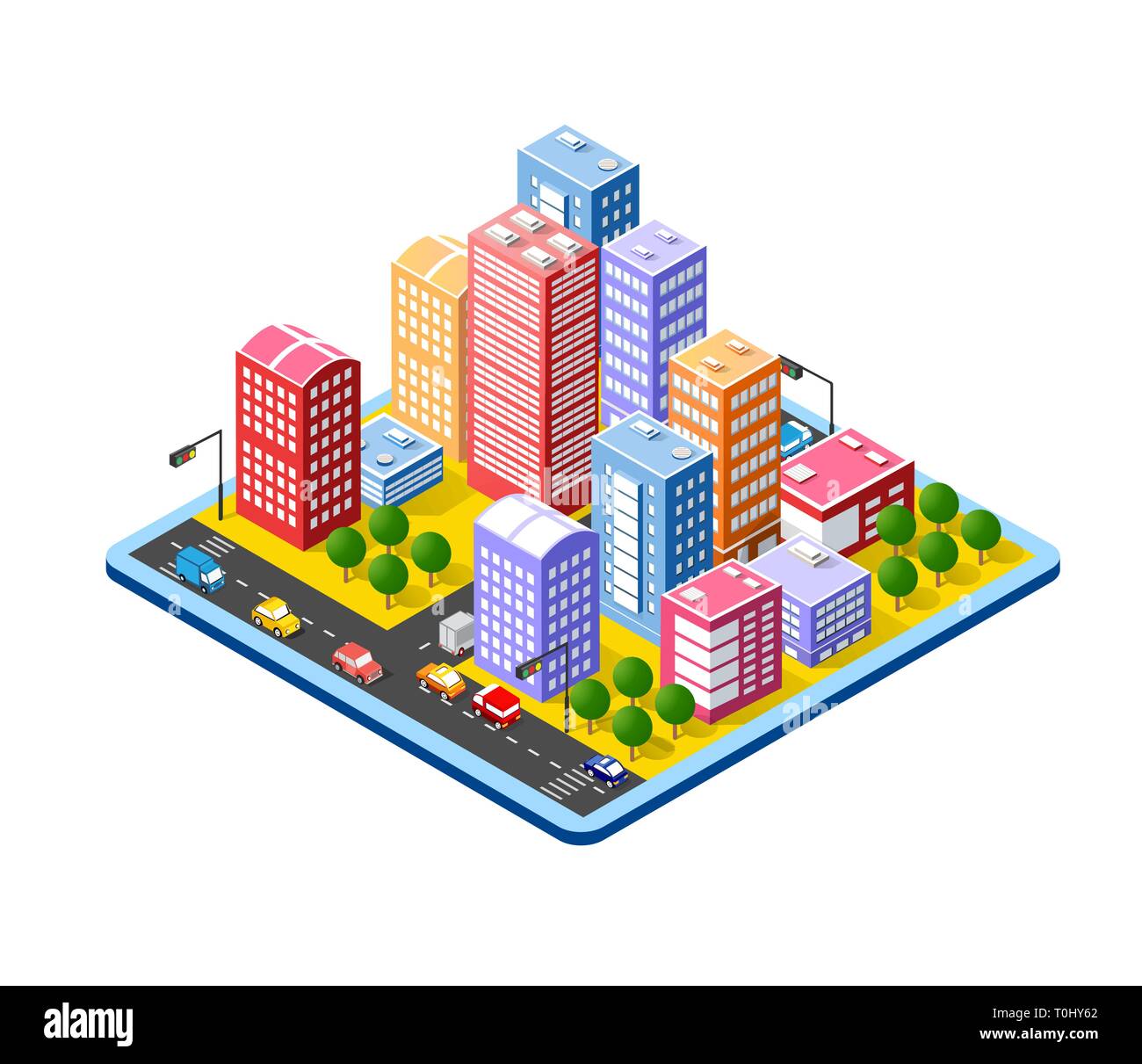 Colorful 3D isometric city Stock Vector Image & Art - Alamy