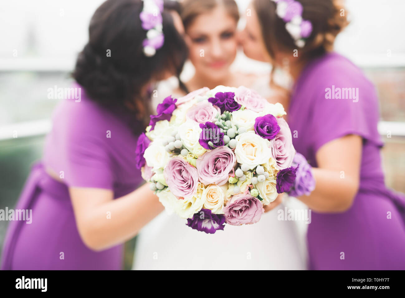 Wonderful luxury wedding bouquet of different flowers Stock Photo - Alamy