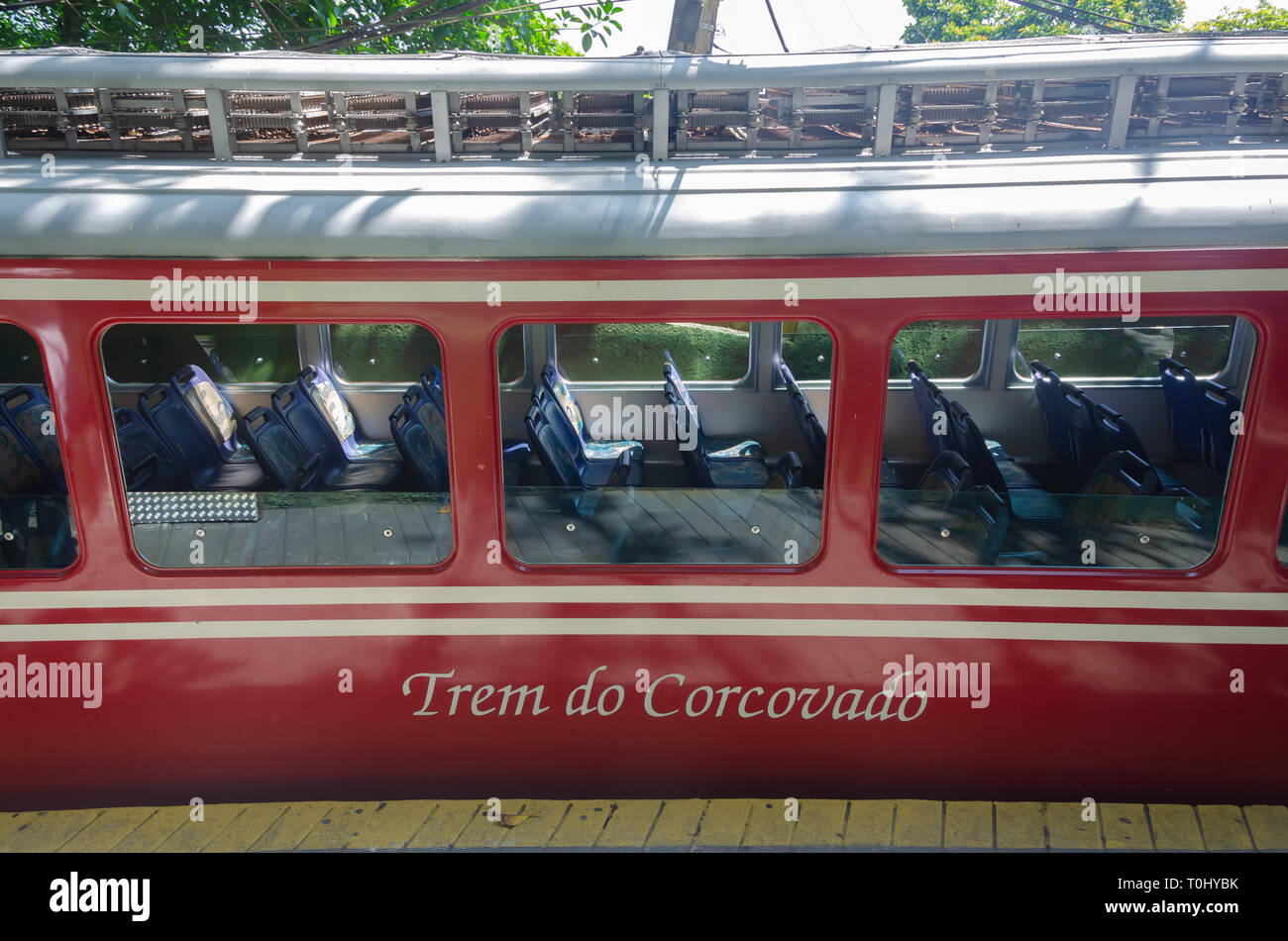 RIO DE JANEIRO, BRAZIL - MARCH 07, 2016: Corcovado Train transporting ...