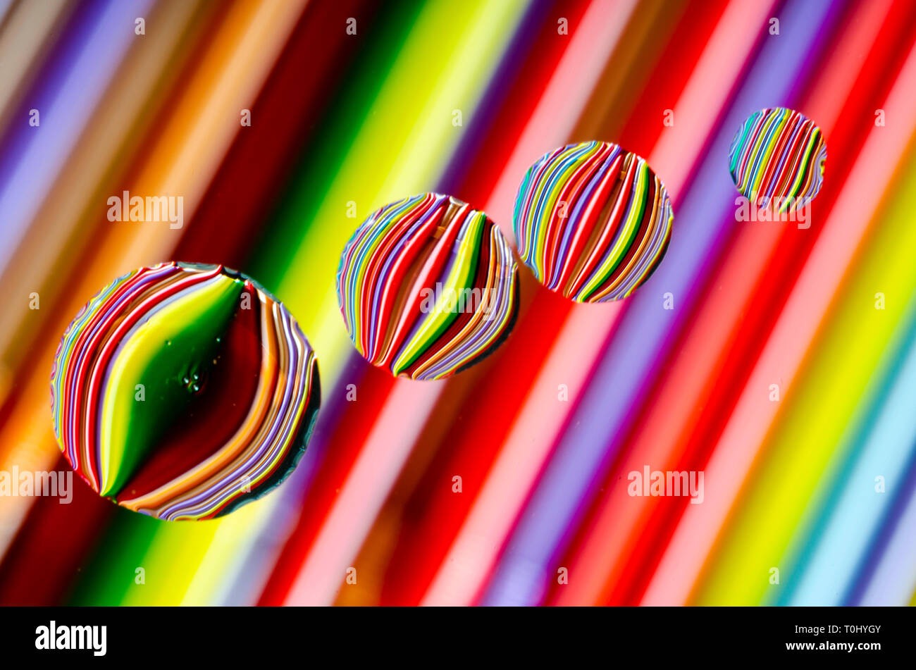 Multi colured macro photographs of various objects suitable for cards ...