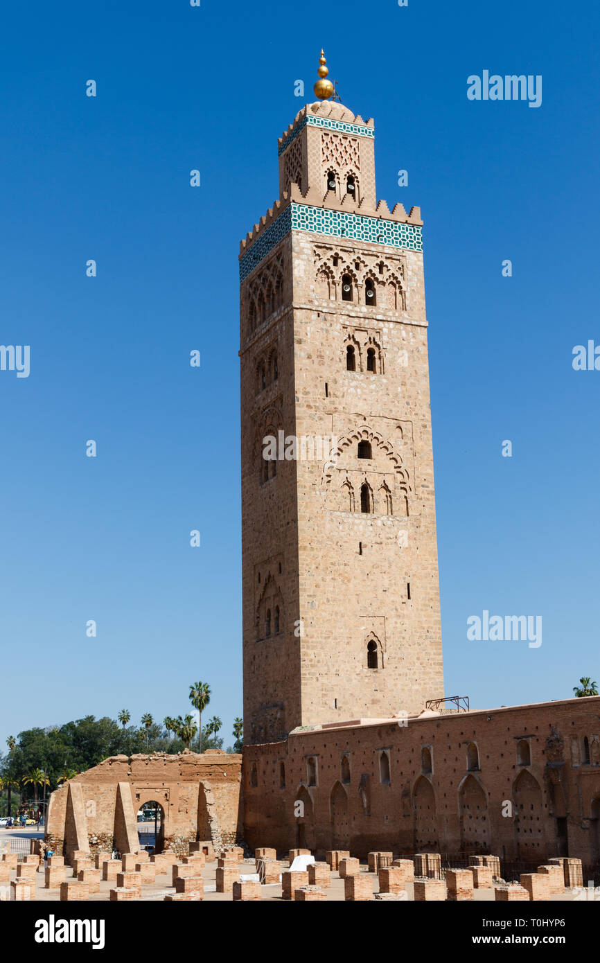 Minaret Tower of Kasbah Mosque in Marrakesh. Marrakesh, Marrakesh-Safi ...