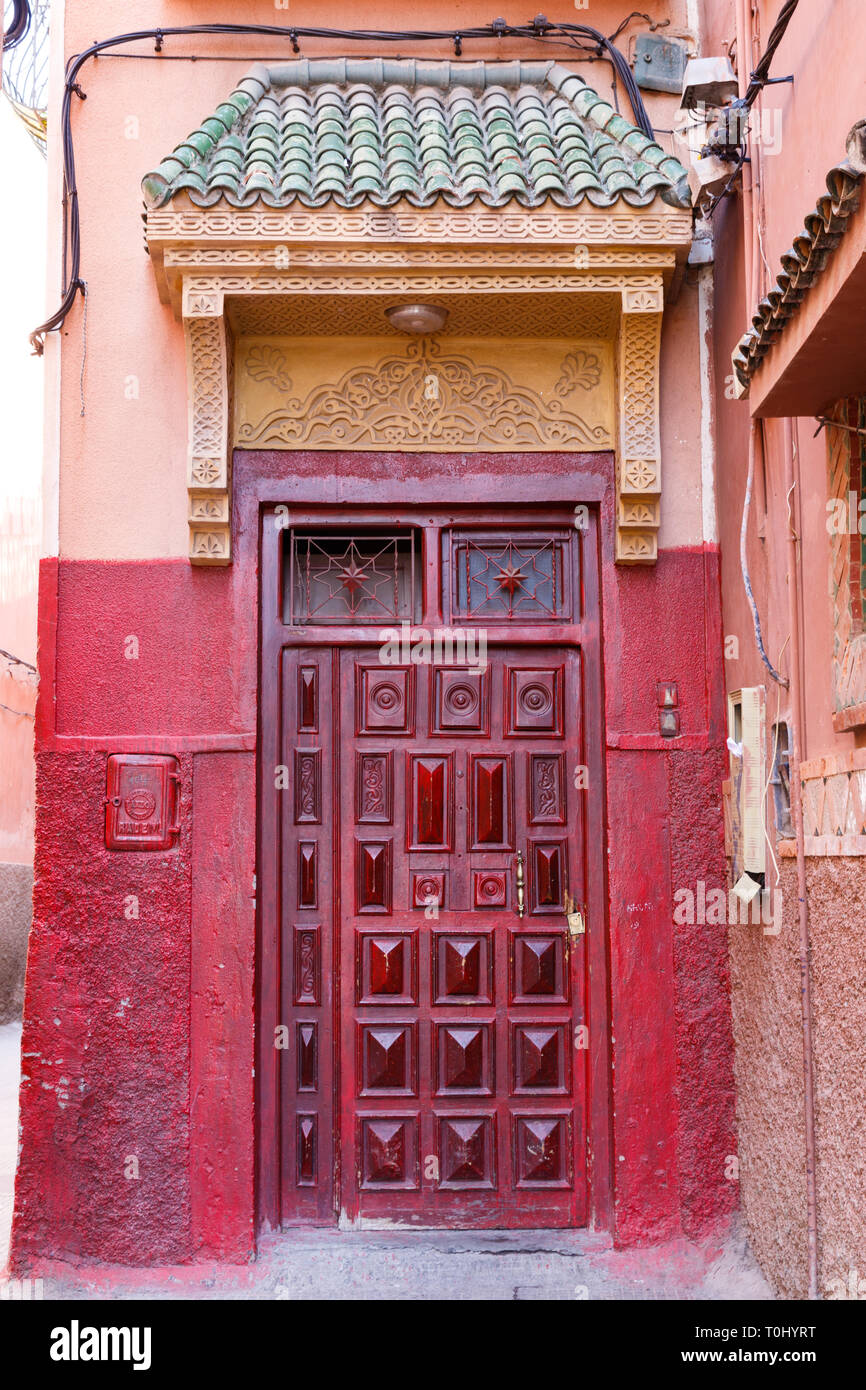 Traditional arabic Colorful door in Marrakesh, Morocco, Africa Stock ...