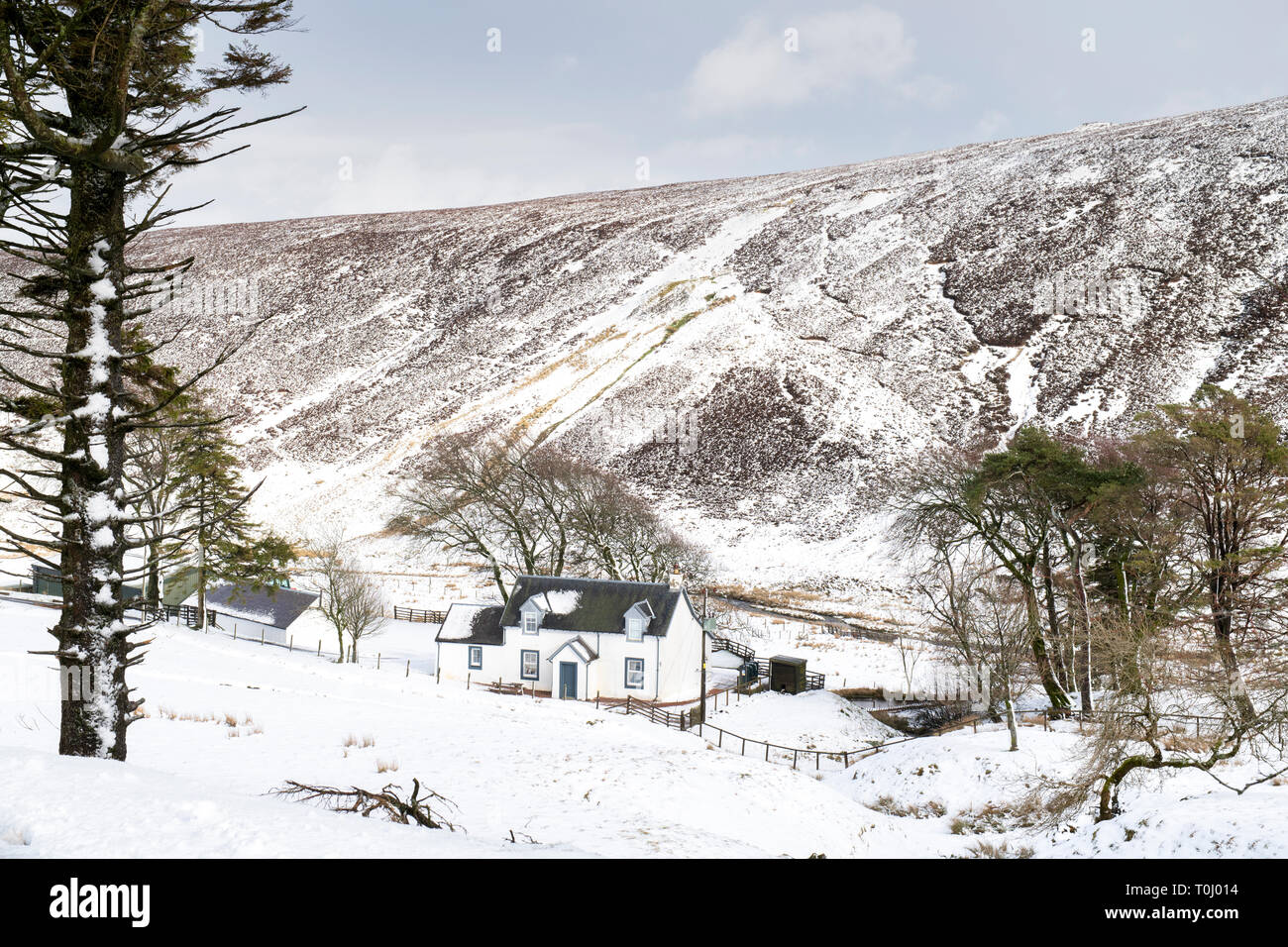 Leadhills village in the early morning snow. Scotlands second highest ...