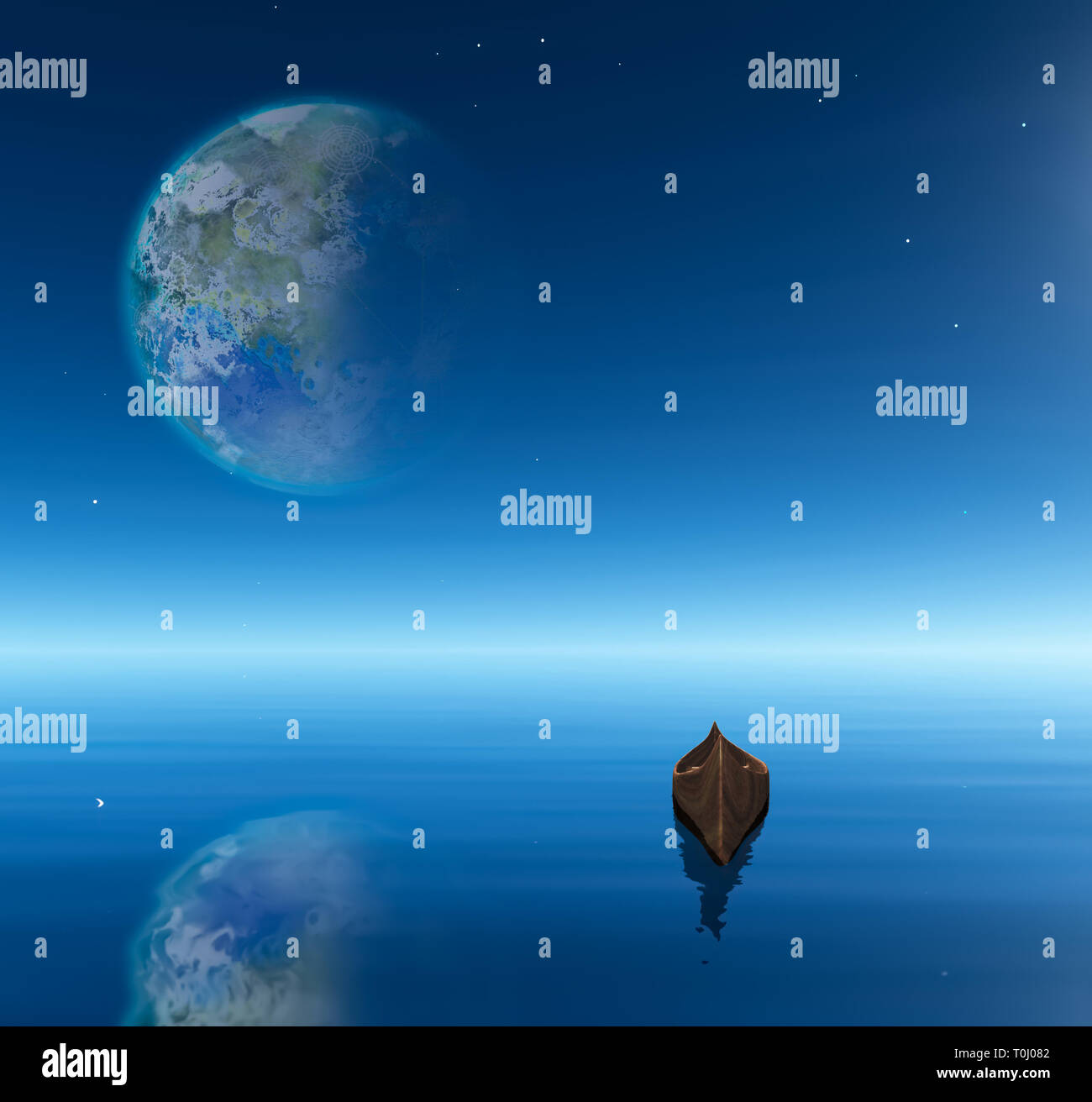 Terraformed Moon. Empty boat Stock Photo - Alamy