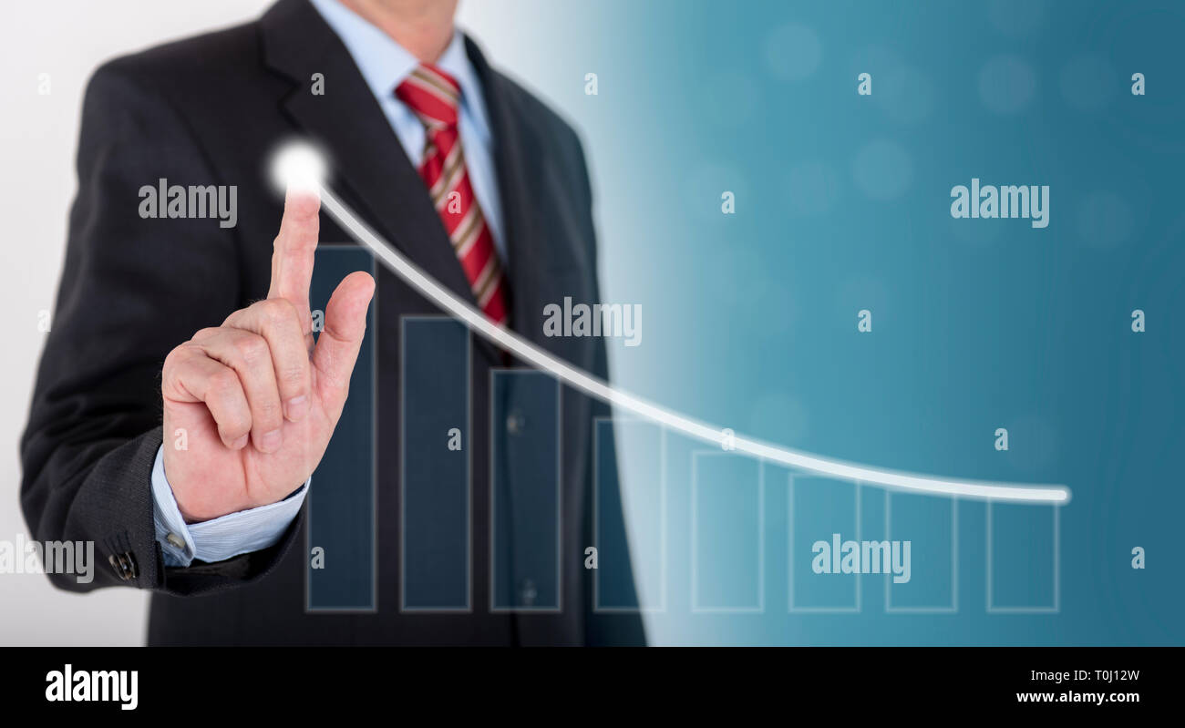 Businessman plan graph growth and increase of chart positive indicators ...