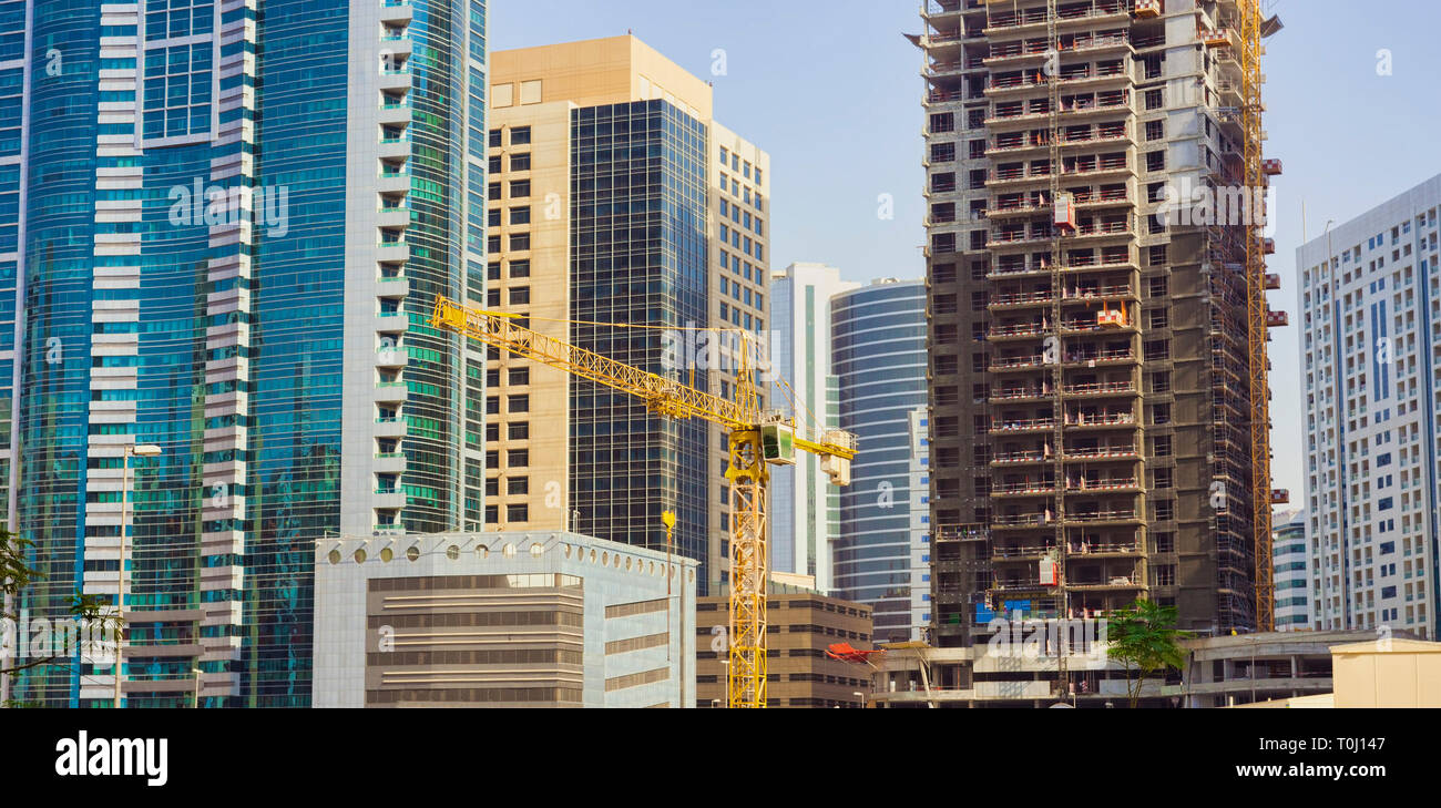 modern buildings in construction. Dubai, United Arab Emirates Stock ...