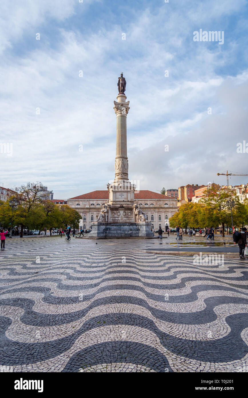 Statue of dom pedro iv at rossio square hi-res stock photography and ...