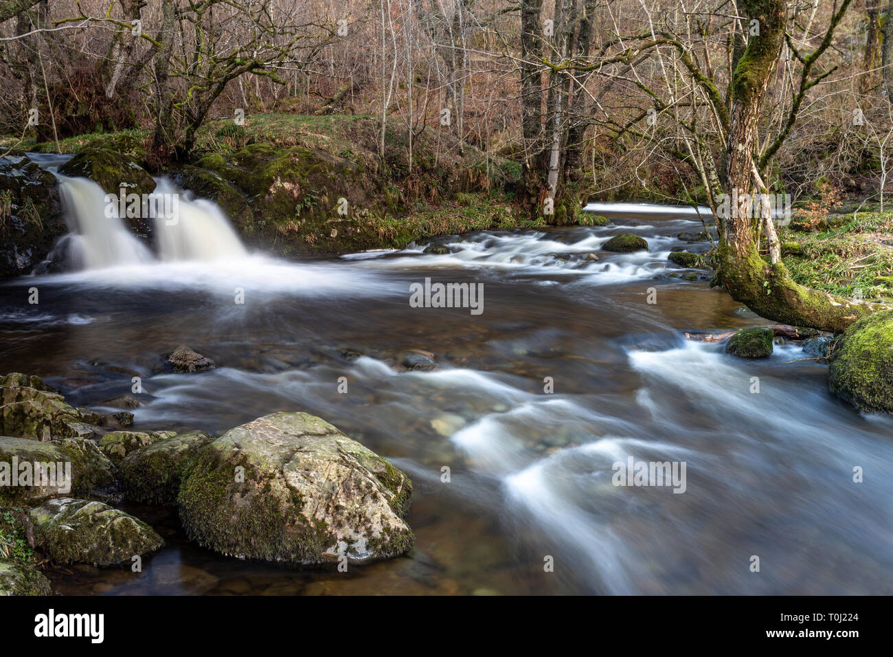 Waterfall at Aira Force falls where two rivers meet before flowing into ...