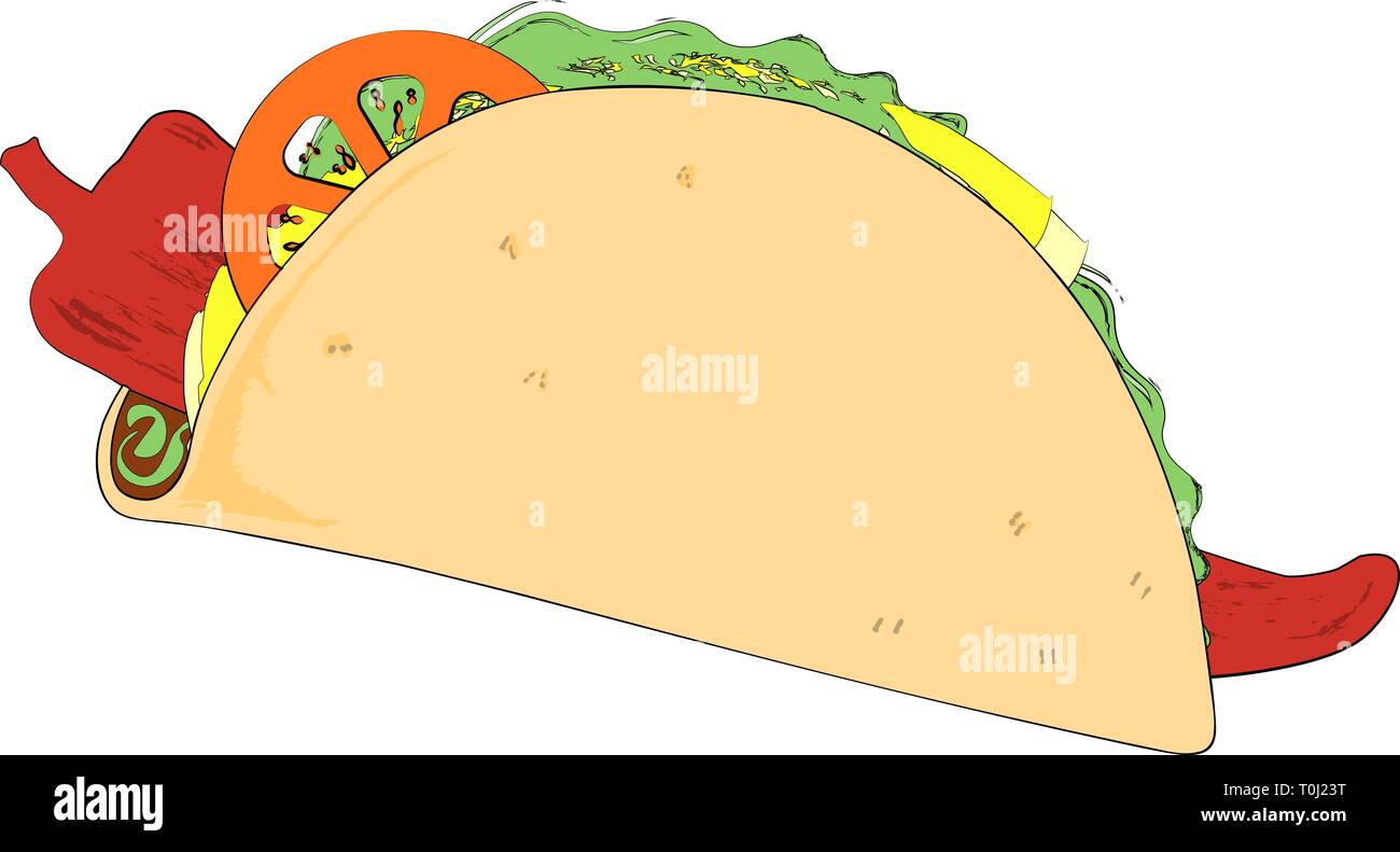Detailed vector drawing of a taco isolated Stock Vector Image & Art - Alamy