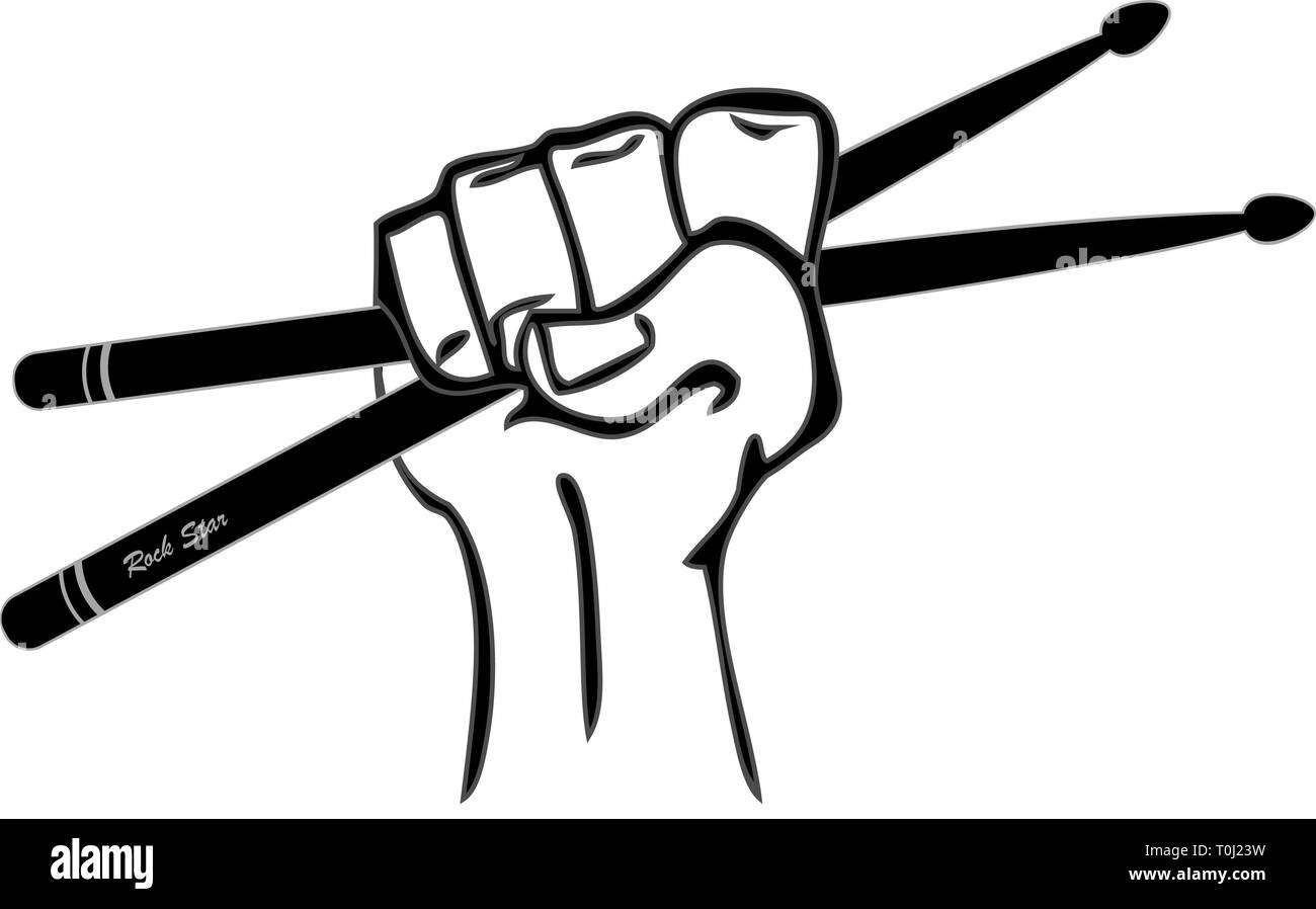 Hand rock star symbol icon Black and White Stock Photos & Images - Alamy