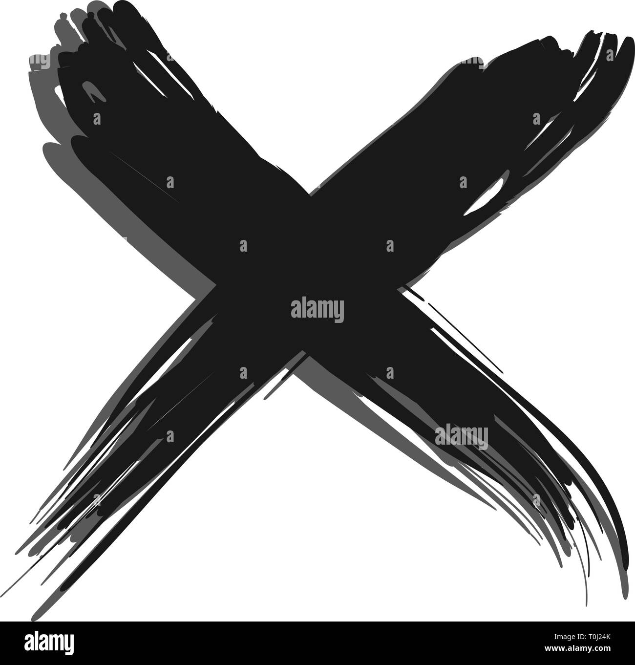 Black X cross mark with shadow in grunge style vector Stock Vector ...