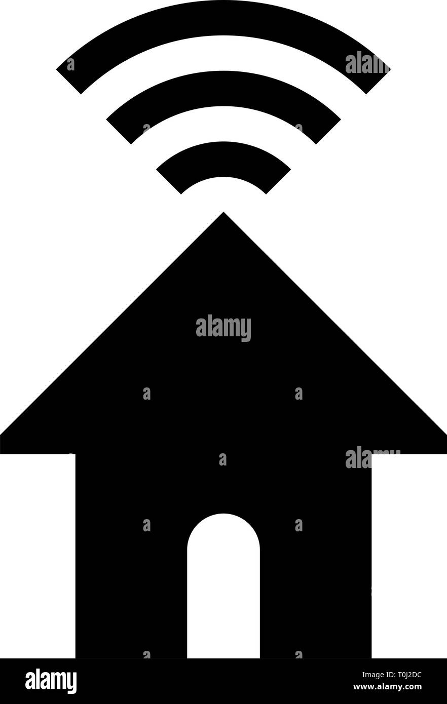Home wifi symbol icon - black simple, isolated - vector illustration ...
