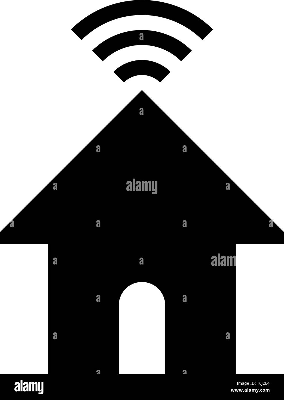 Home wifi symbol icon - black simple, isolated - vector illustration ...