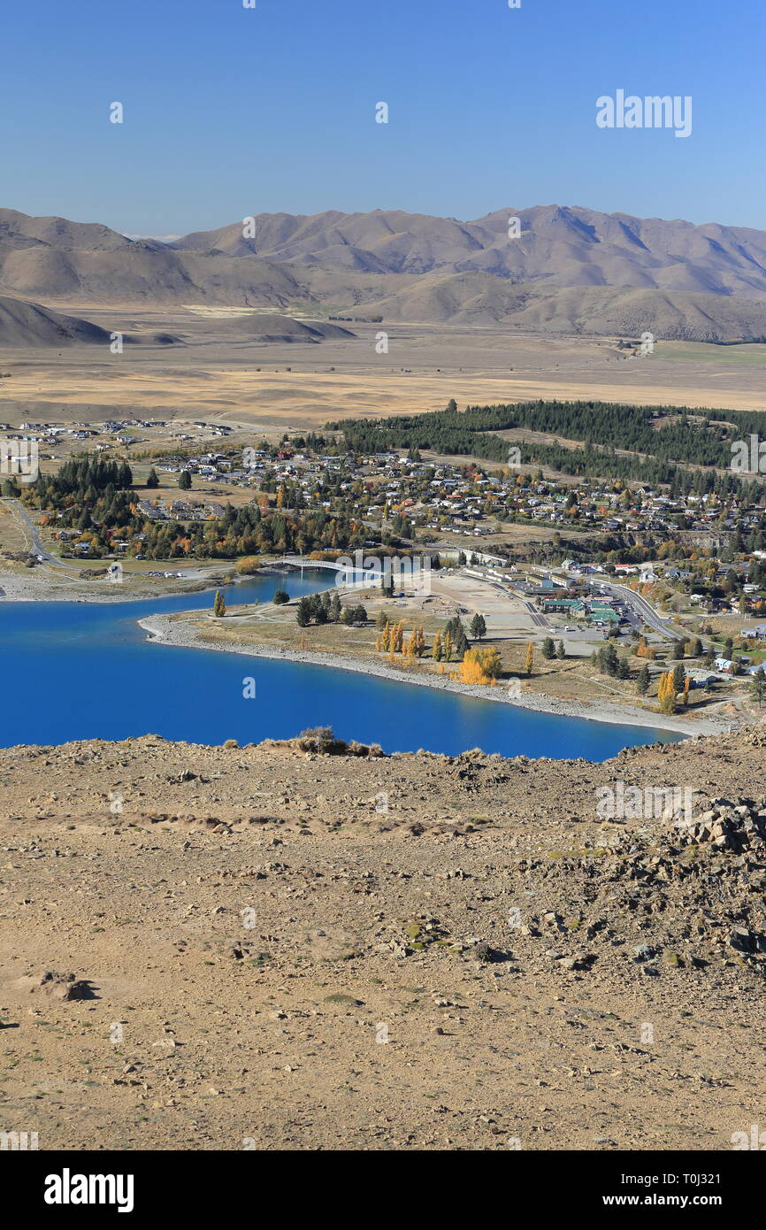 Lake Tekapo from Mount John, Mackenzie Country, Canterbury, New Zealand ...