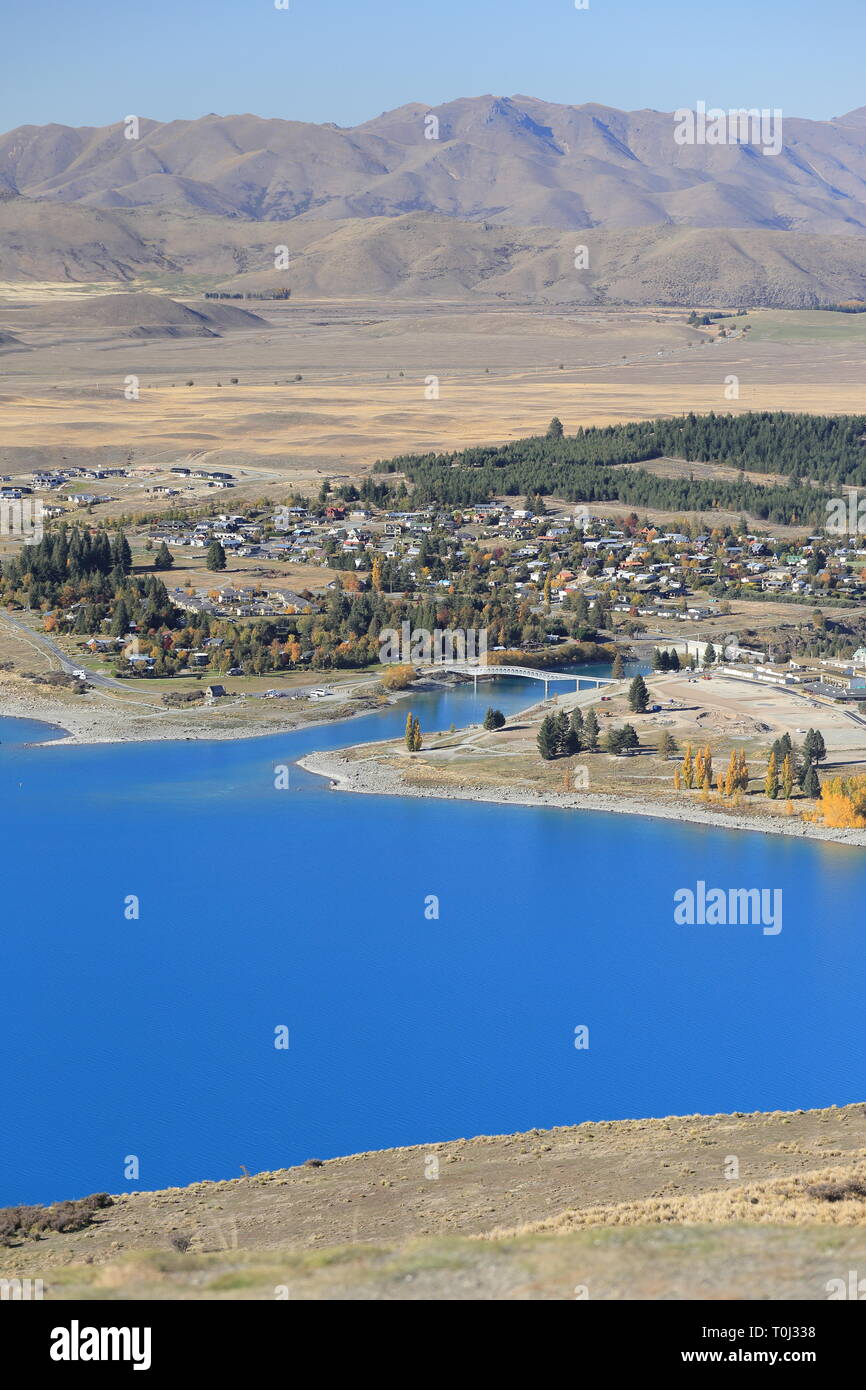 Lake Tekapo from Mount John, Mackenzie Country, Canterbury, New Zealand ...