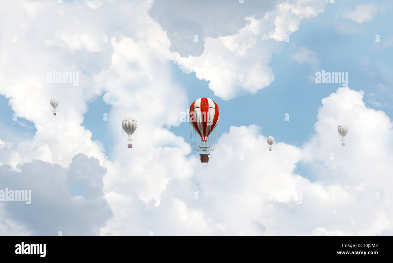 Flying hot air balloons in the air Stock Photo - Alamy