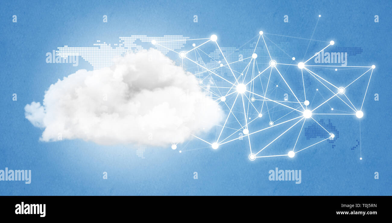 Lines and dots as networking idea drawn on blue background Stock Photo ...