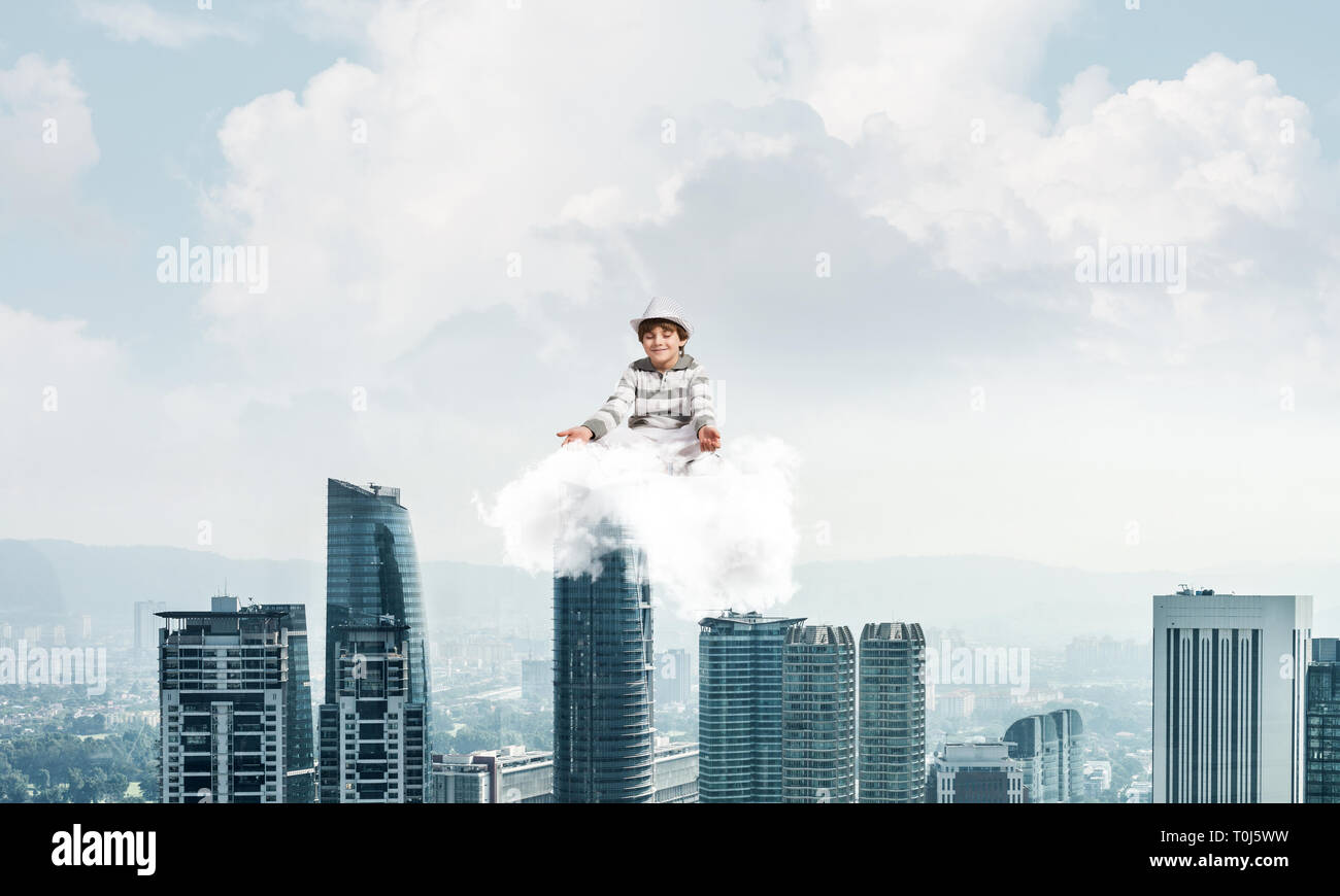 Little boy keeping mind conscious Stock Photo - Alamy