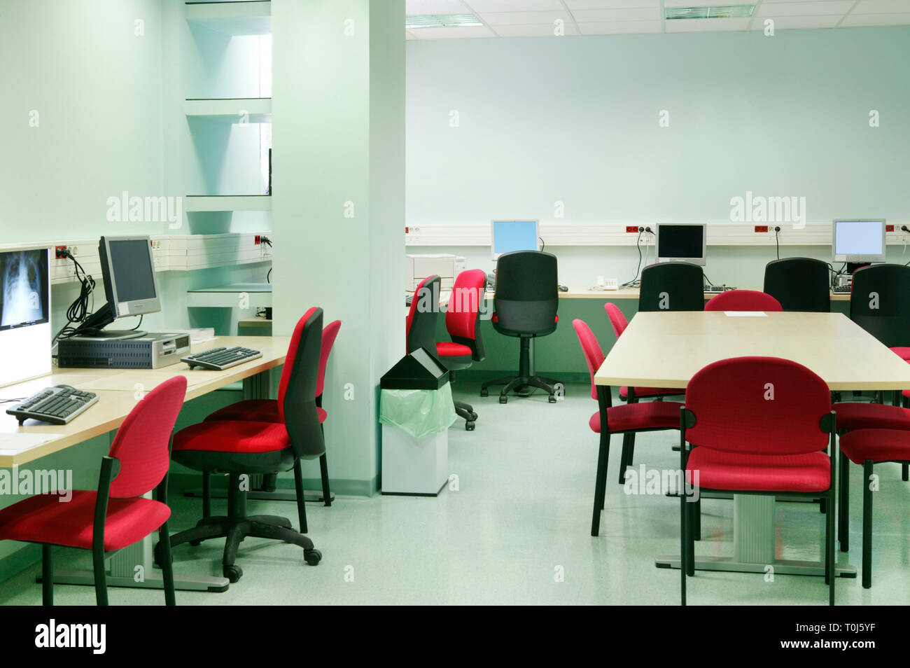 Hospital diagnosis computer room. Healthcare equipment. Medical ...