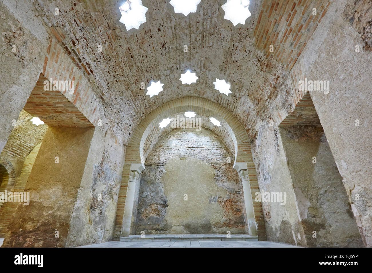 Arabian baths building interior in Jaen, Spain. XI century architecture ...