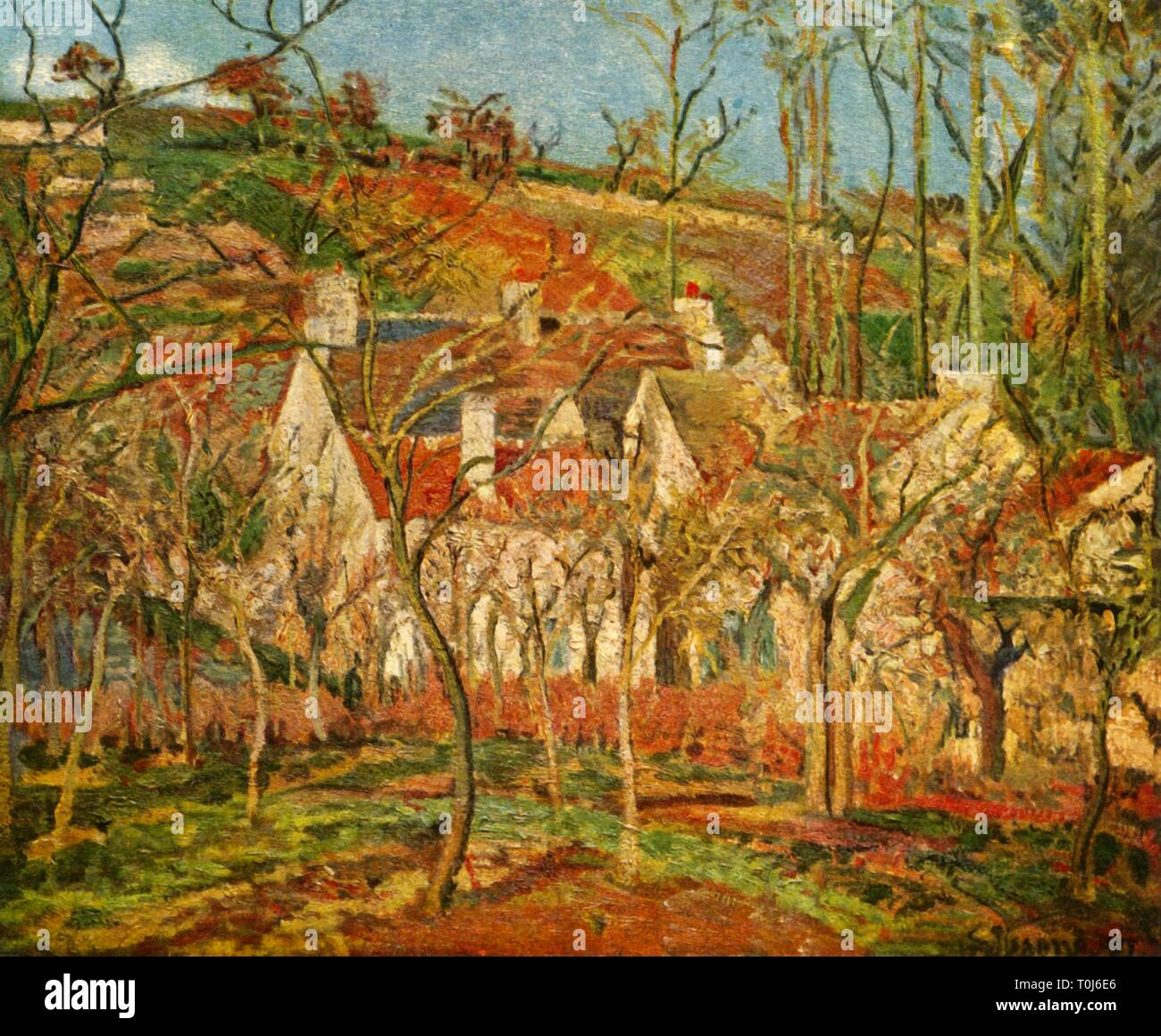 'The Red Roofs', 1877, (1939). Creator: Camille Pissarro Stock Photo ...
