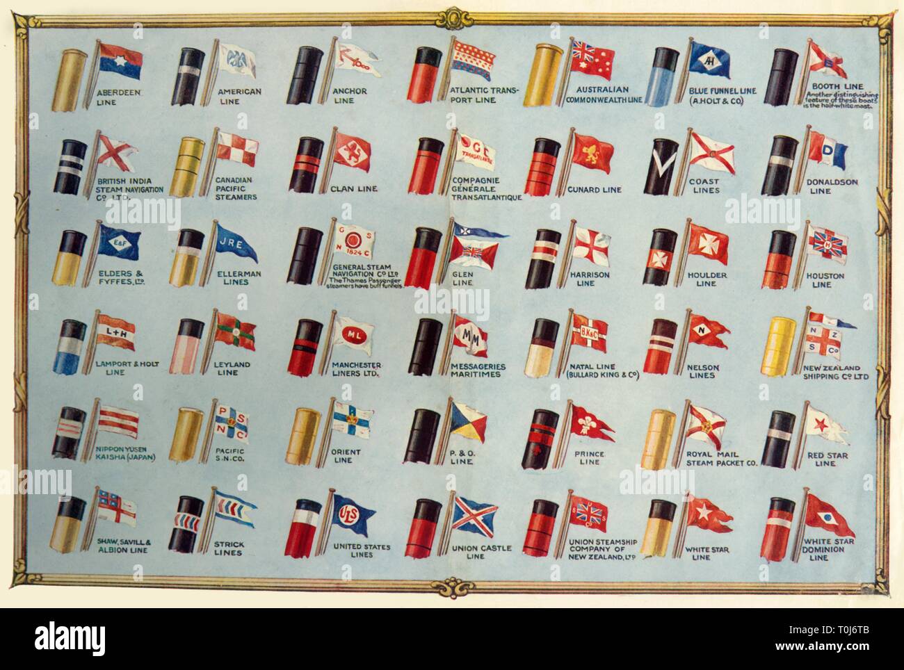 'House Flags and Funnels of Passenger Steamship Lines', c1930. Creator ...
