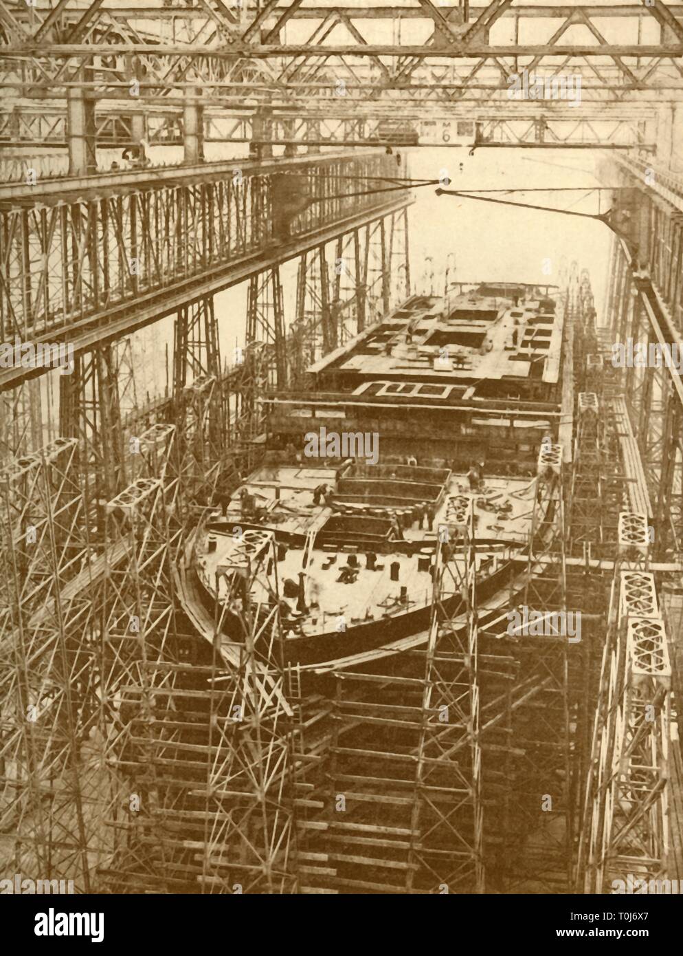 'The White Star Liner "Doric" Under Construction', c1930. Creator ...