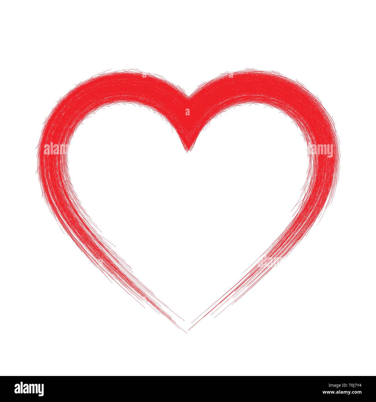 Brush drawing calligraphy heart, isolated on white Stock Vector Image ...