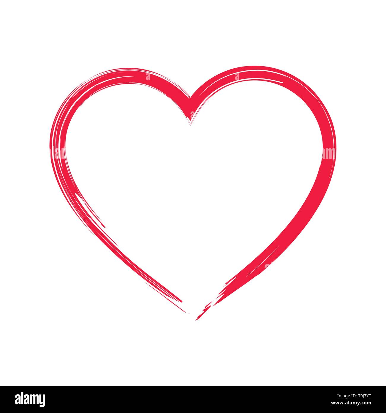 Brush drawing calligraphy heart, isolated on white Stock Vector Image ...