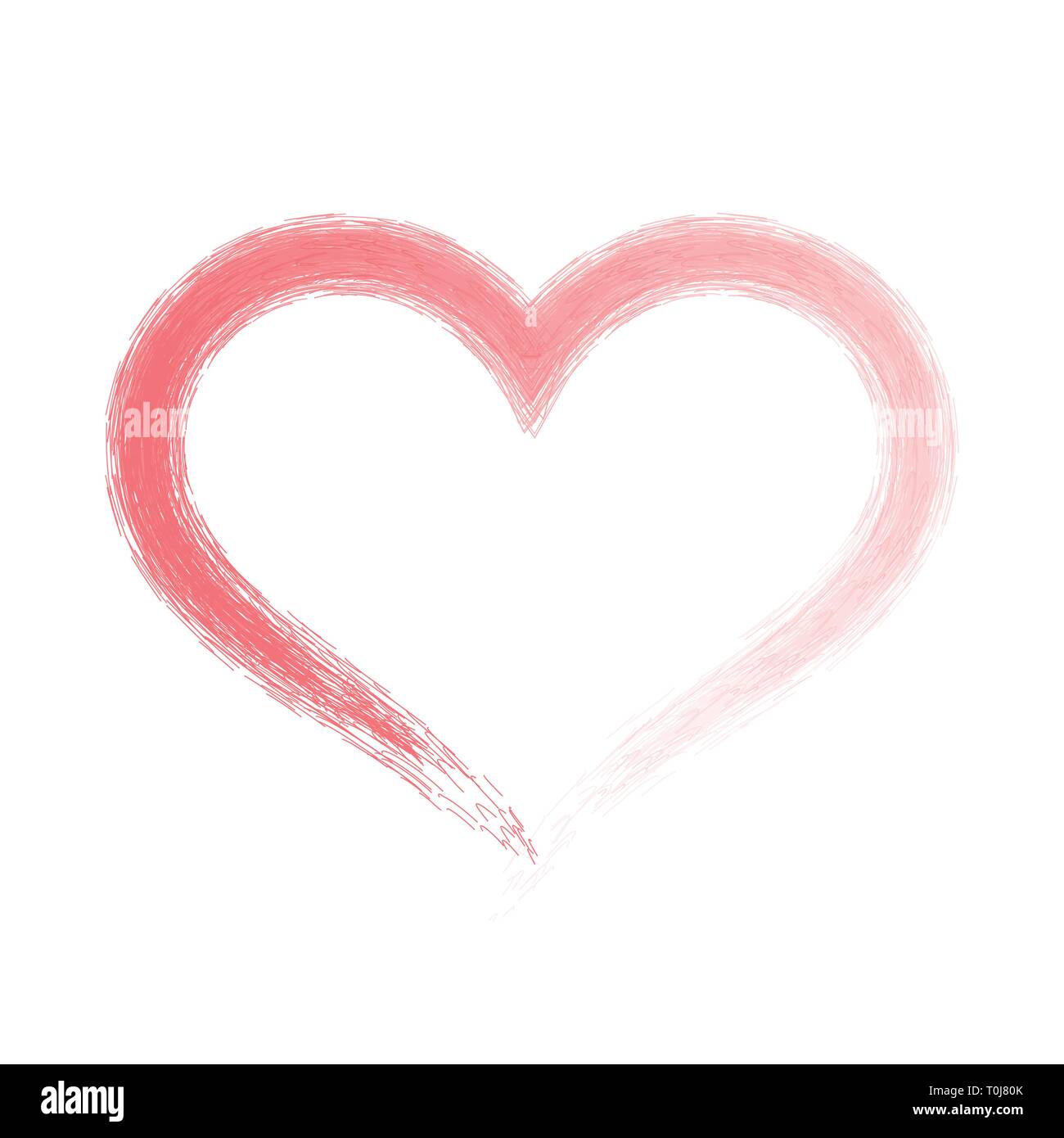 Brush drawing calligraphy heart, isolated on white Stock Vector Image ...